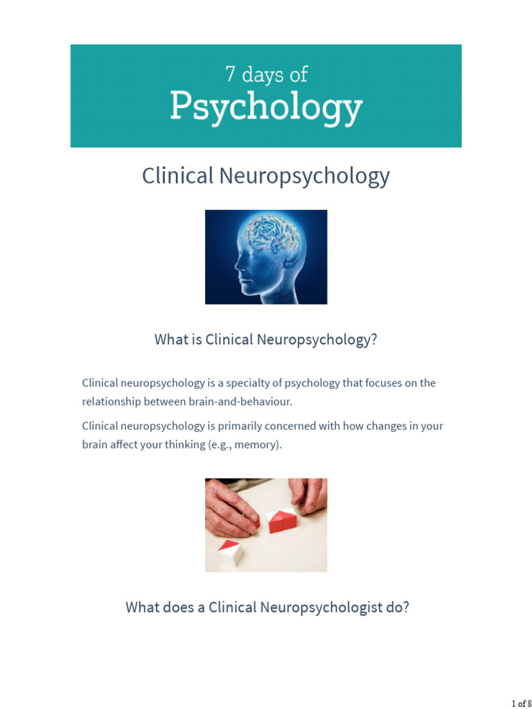 What Is Clinical Neuropsychology 7 Days of Psychology | PDF | Dementia ...