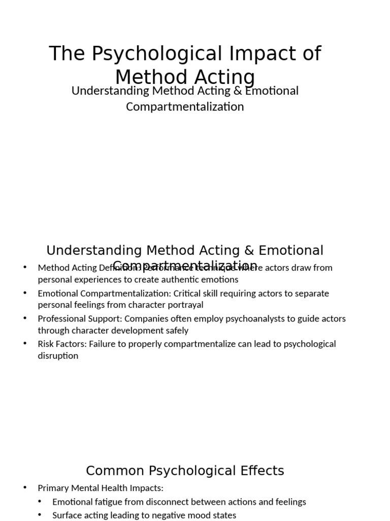 The Psychological Impact of Method Acting | PDF