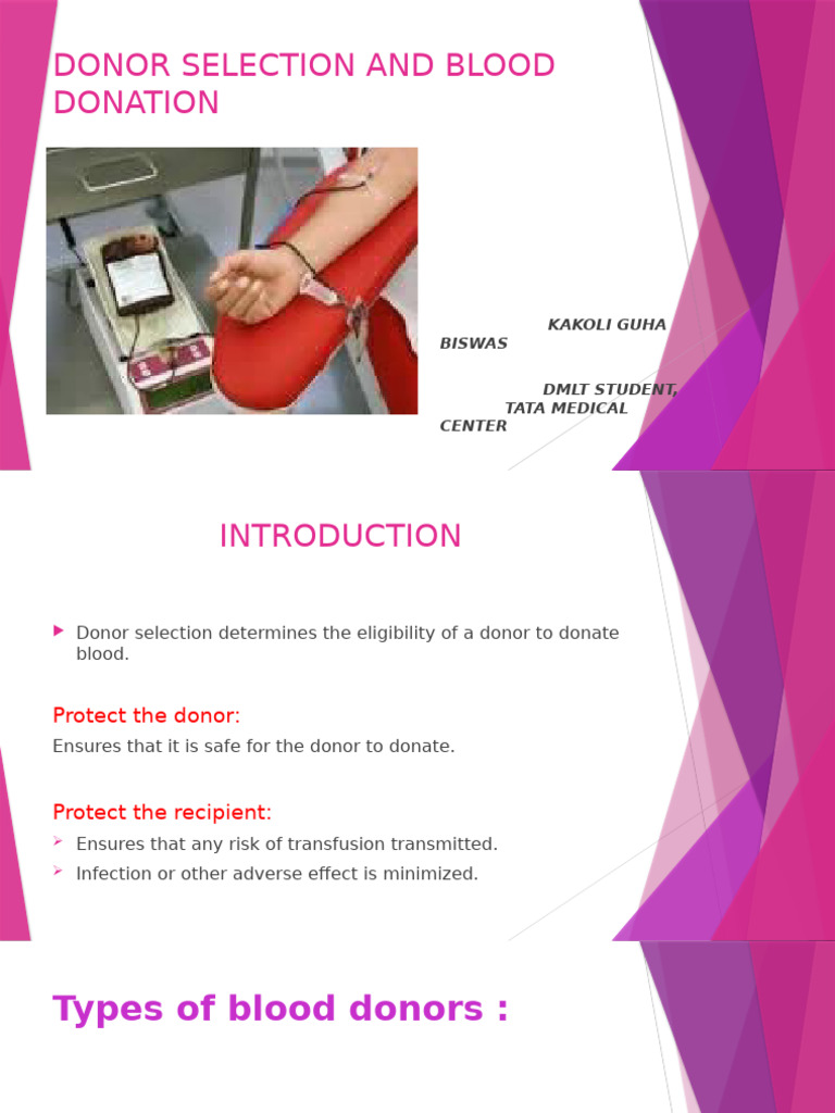 Donor Selection and Blood Donation | PDF | Blood Donation | Blood