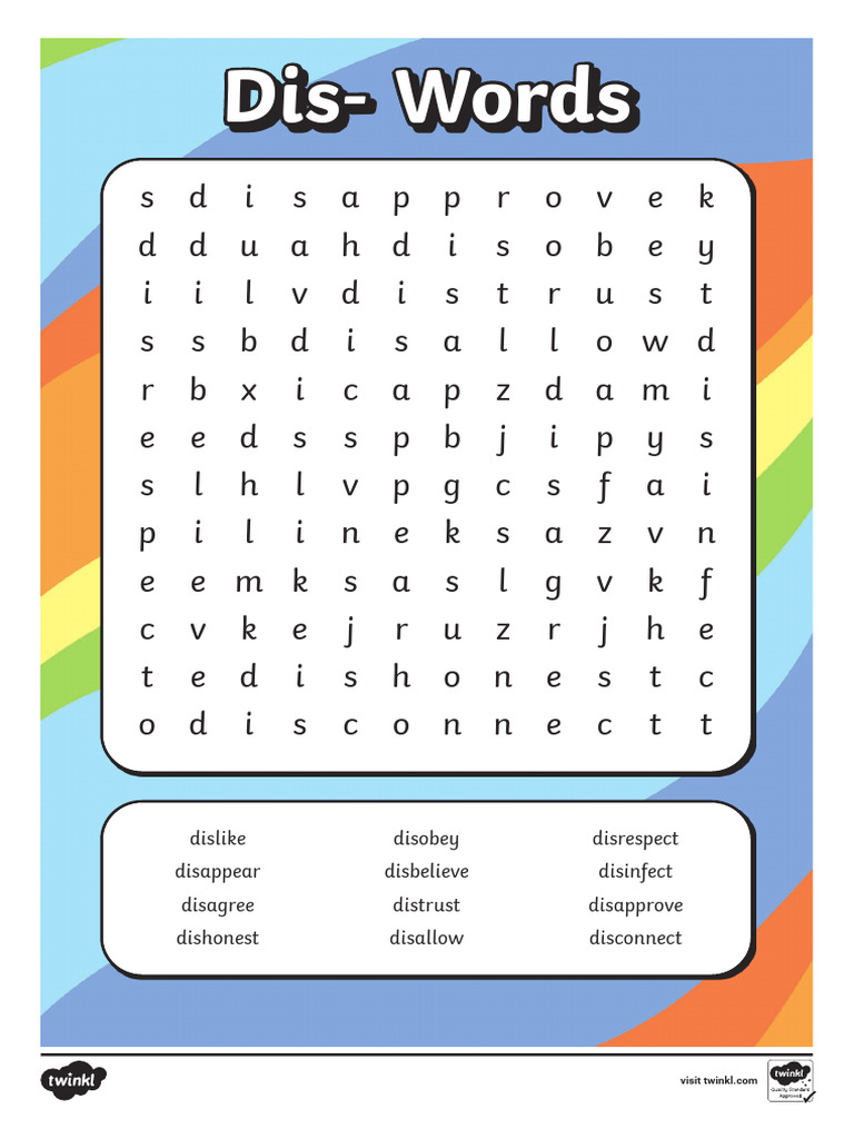 T e 1720601589 Dis Words Word Search - Ver - 1 | PDF