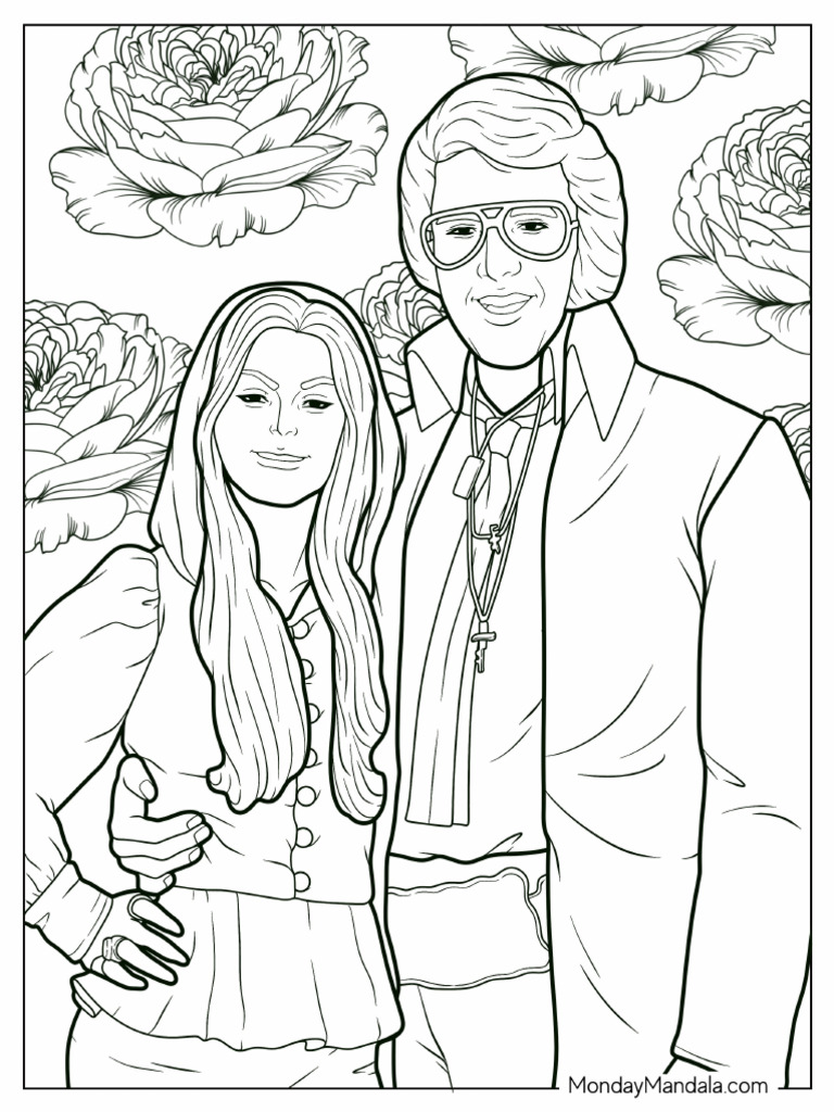 Priscilla Presley With Elvis Presley Coloring Sheet | PDF