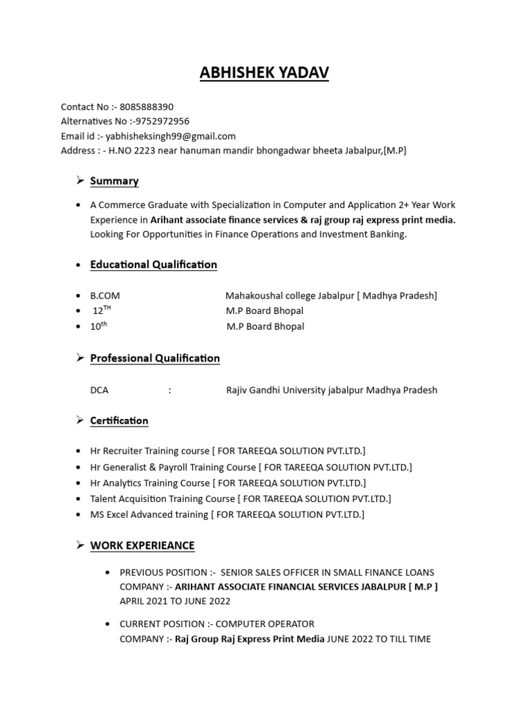 Abhishek Yadav Resume | PDF