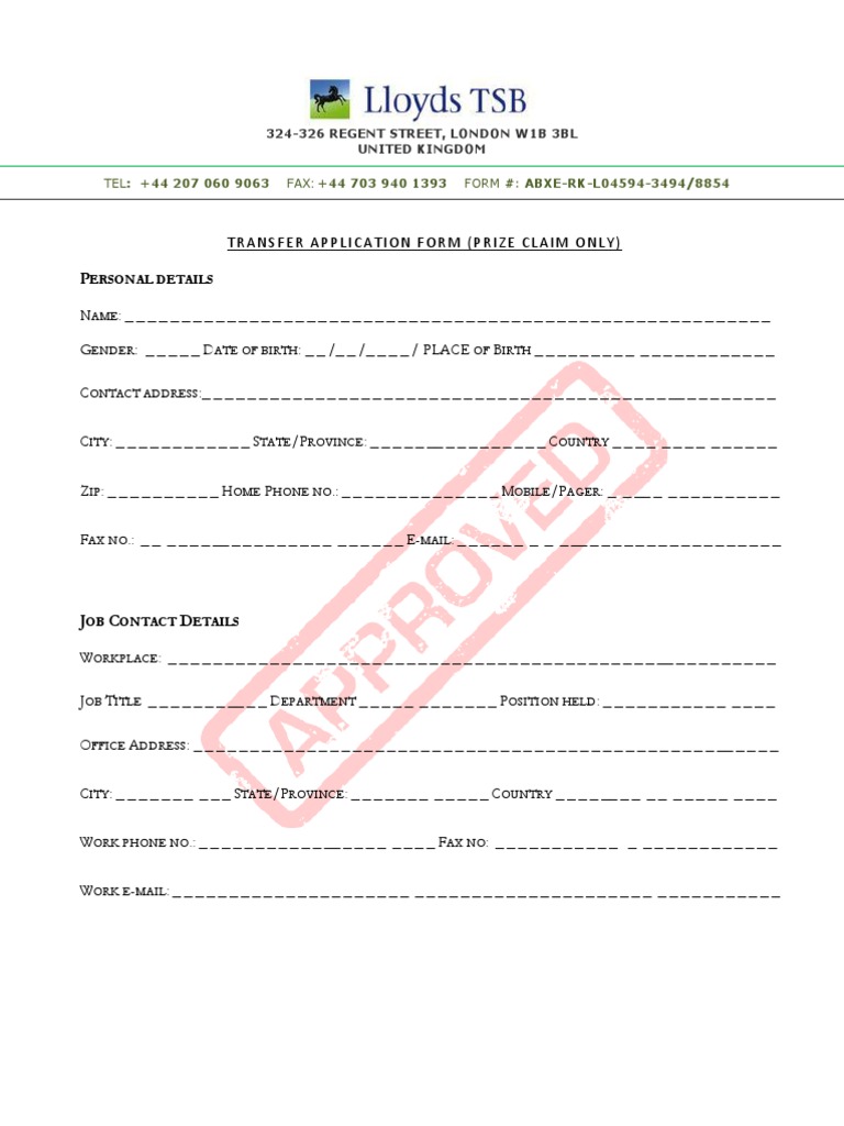 Lloyds Transfer Application | PDF | Identity Document | Government