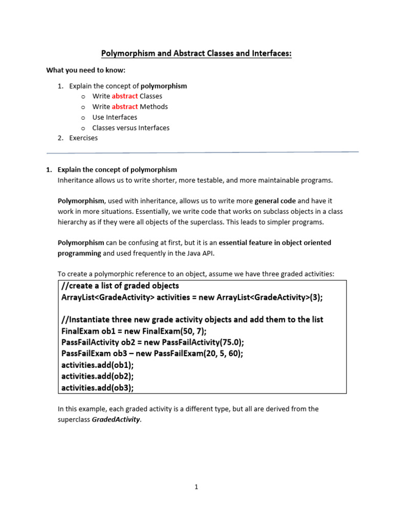 Polymorpishm Explained 2023 | PDF | Class (Computer Programming) | Inheritance (Object Oriented ...