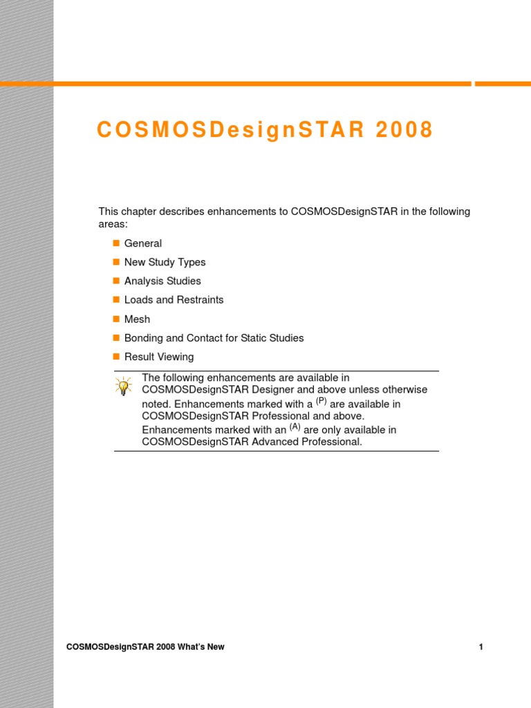 COSMOSDesignSTAR 2008 Enhancements | PDF | Beam (Structure) | Mechanics