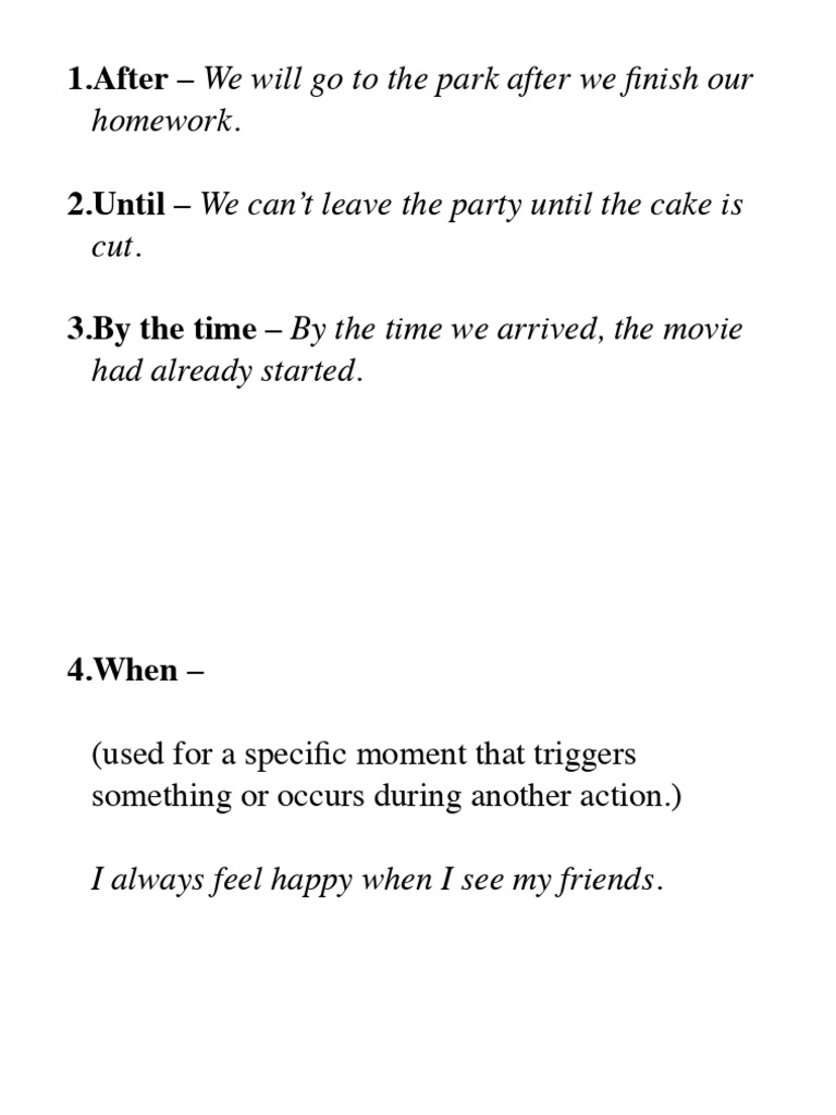 Time Conjunctions Display Notes | PDF