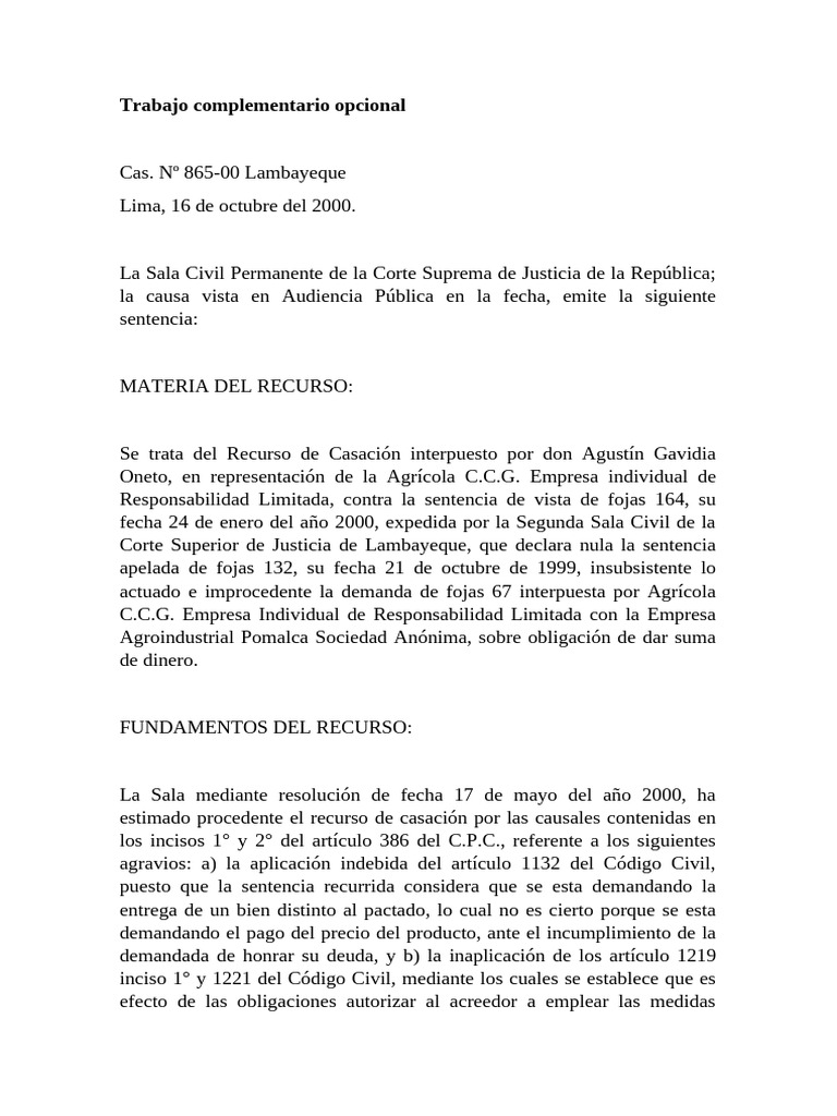 Trabajo Complementario Opcional | PDF | Pagos | Justicia