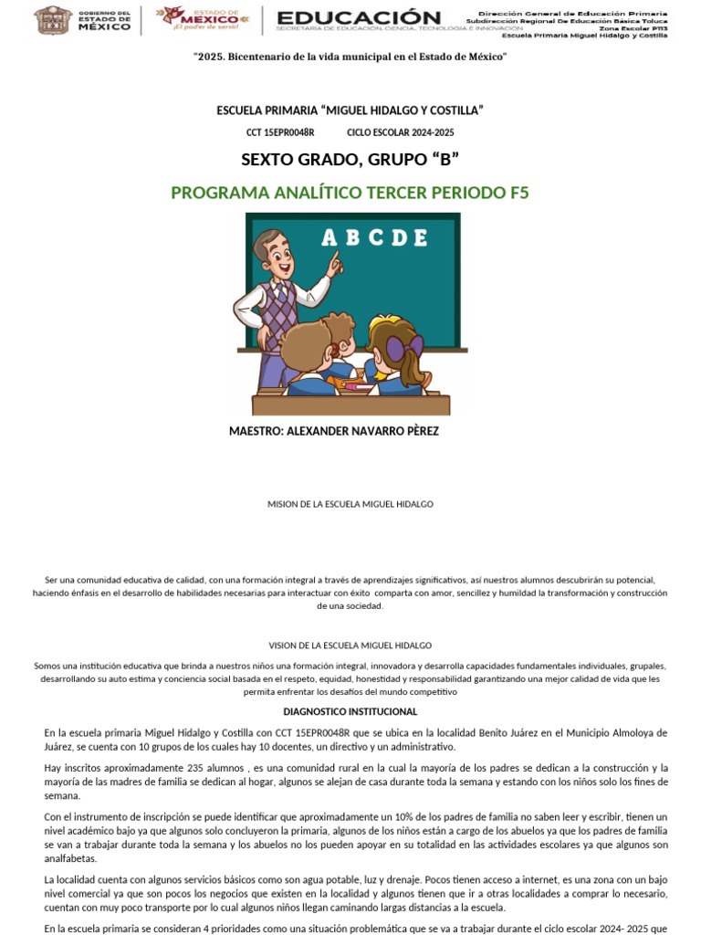 PLAN ANALITICO COMPRETO (1) | PDF | Escuelas | Educación primaria