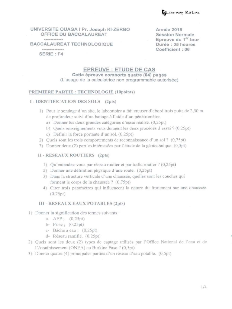 BAC2019 1erTour F4 EtudeCas 1 | PDF