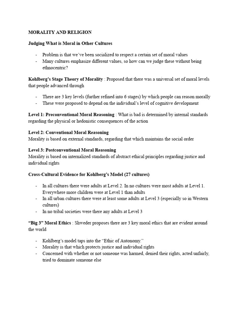 Psyc 307 005 - Lecture Notes (Final Exam) - 2 | PDF | Morality | Max Weber