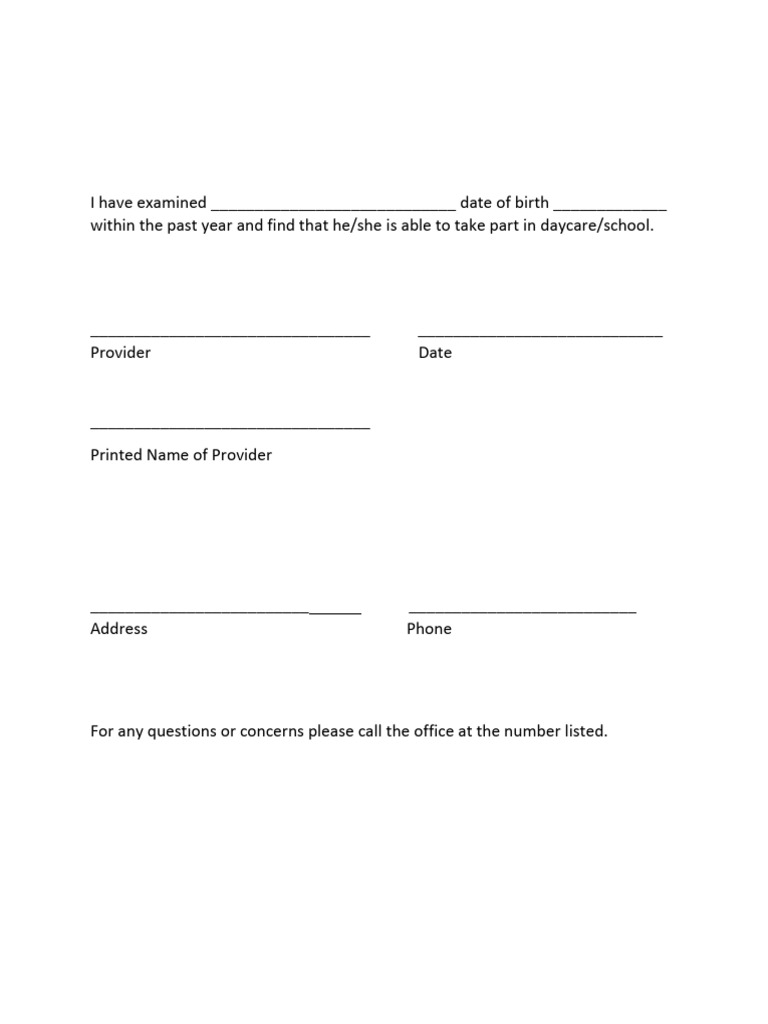 Health Statement Example (Blank) | PDF