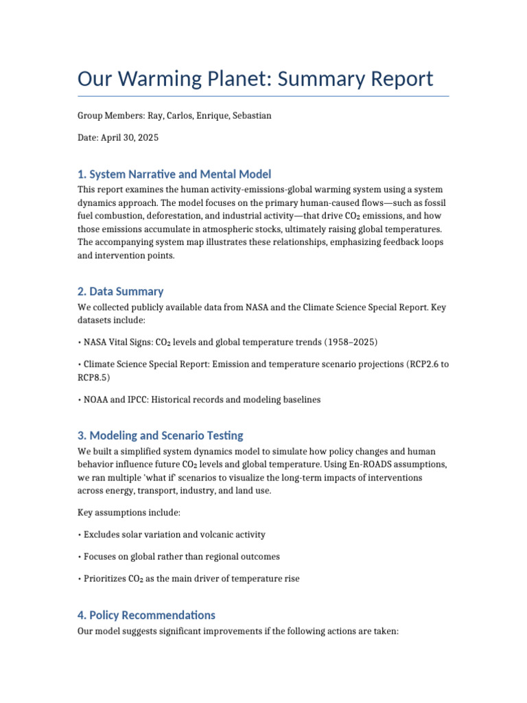 Our Warming Planet Summary Report | PDF