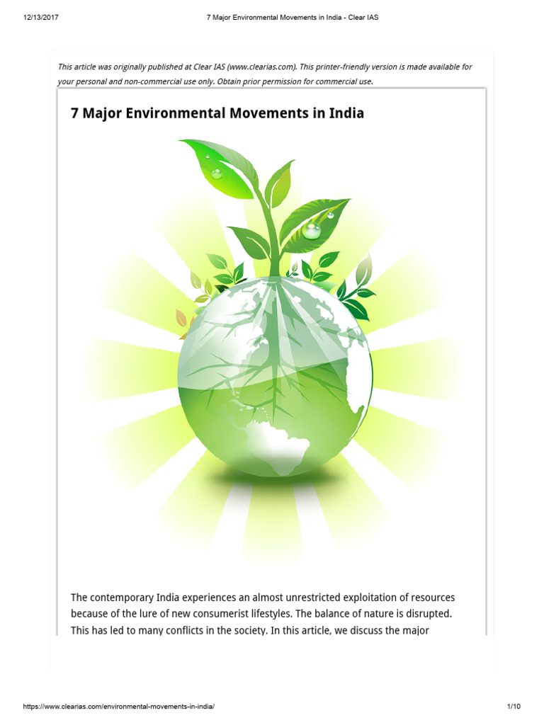 7 Major Environmental Movements in India - Clear IAS | PDF | Natural ...