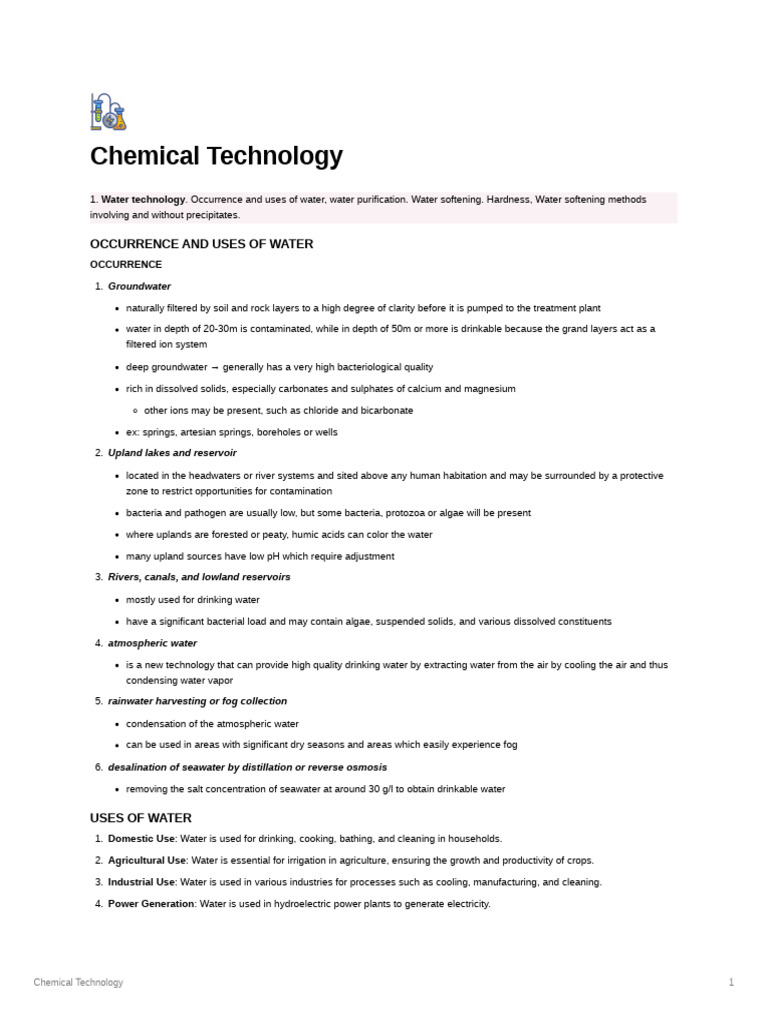 Chemical Technology | PDF | Water Purification | Chemistry