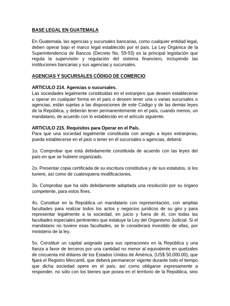 Base Legal de Sucursales en Guatemala | PDF | Impuesto sobre la renta ...