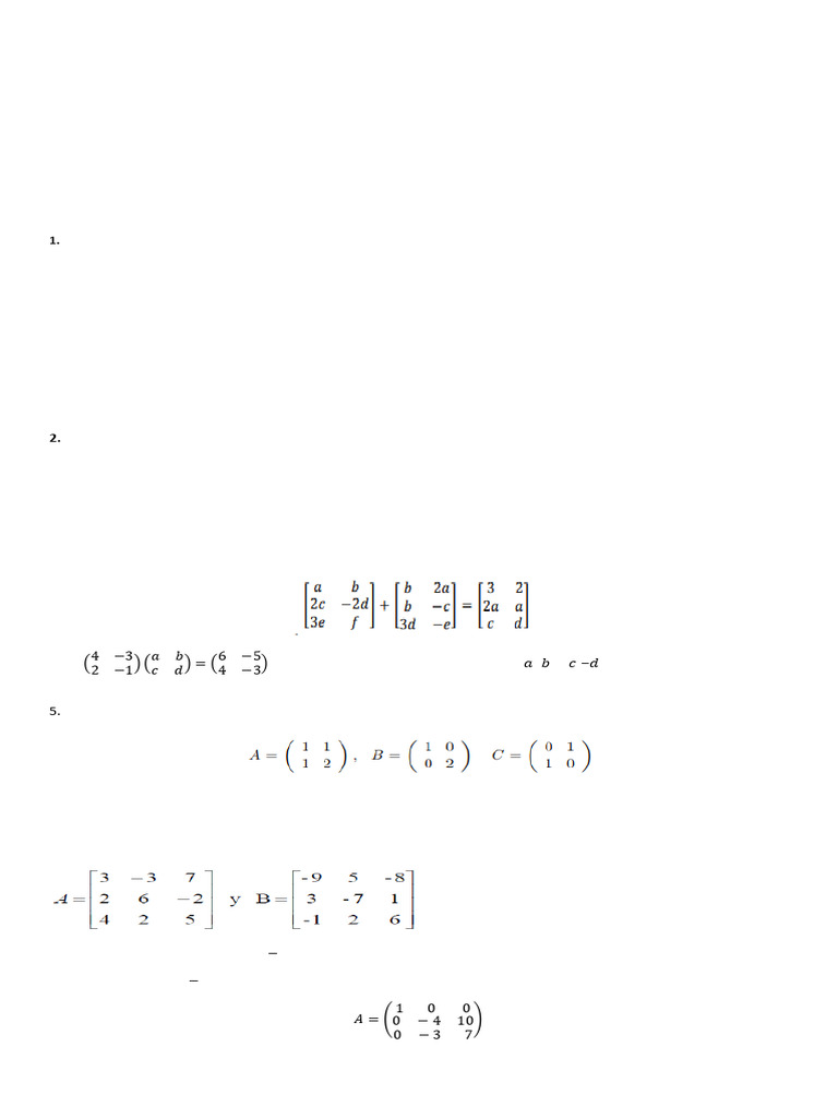 Taller de Algebra Lineal MATRICES | PDF | Matriz (Matemáticas) | Teoría ...