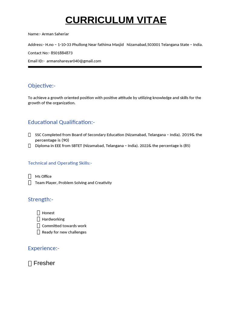 Arman Resume Complete | PDF