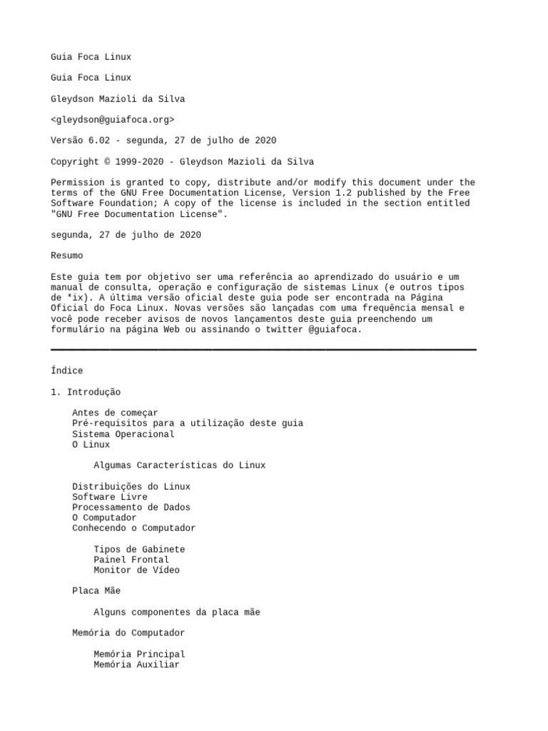 Guia Foca Iniciante e Intermediário | PDF | Distribuição Linux | Linux