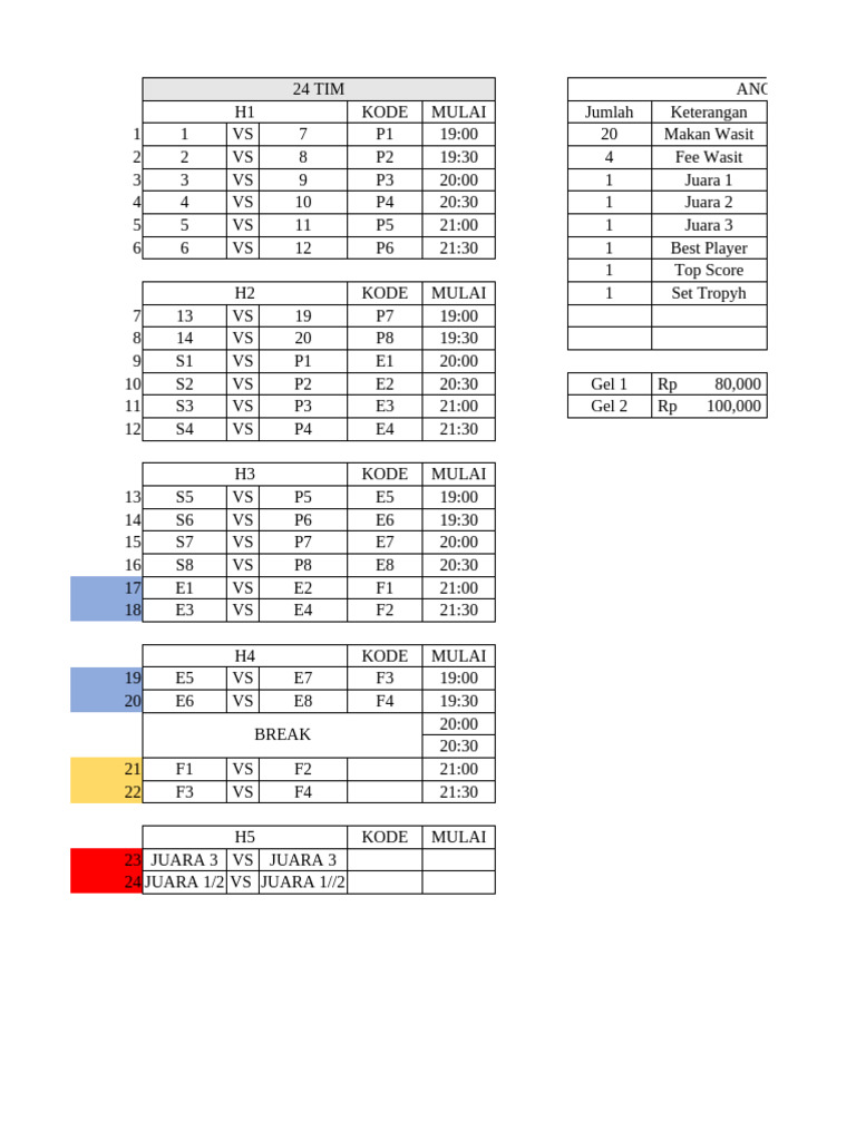 Jadwal Pertandingan | PDF