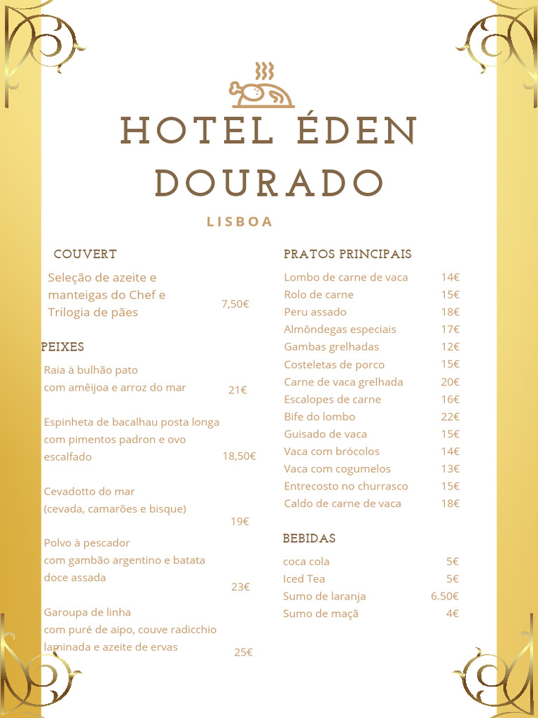 Menu Elegante do Restaurante Éden | PDF
