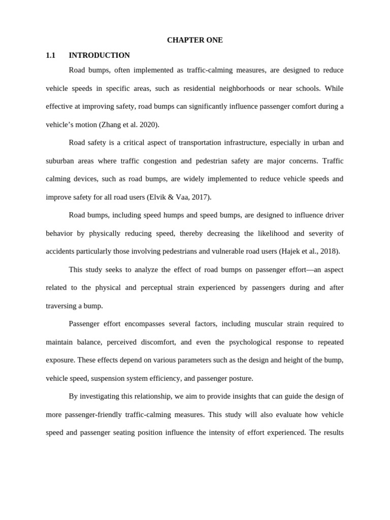 Investigating The Effect of Road Bumps On Passenger Comfort | PDF ...