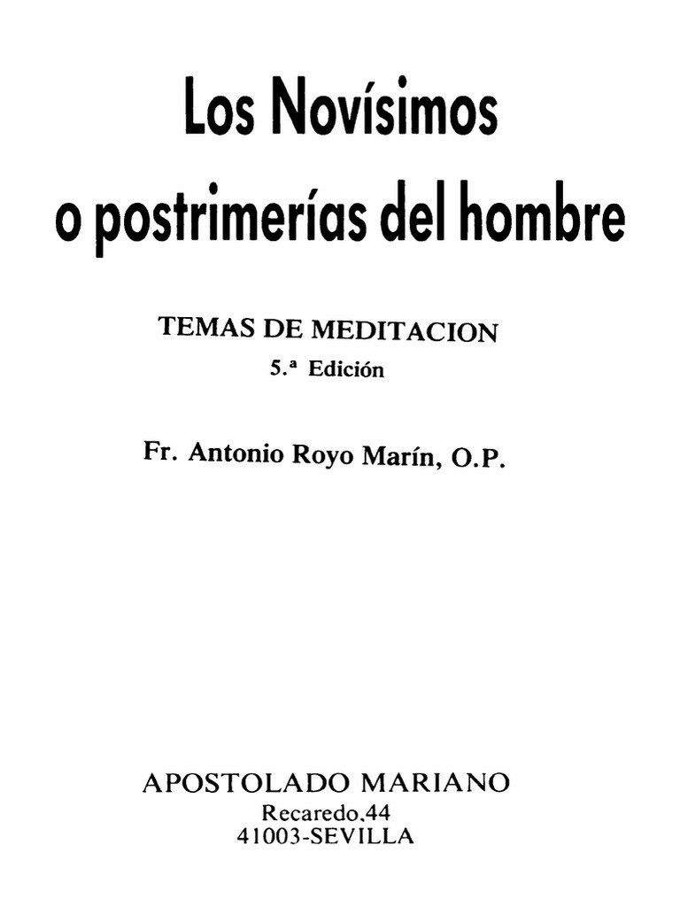 Los Novisimos o Prostimerias Del Hombre Temas de Meditacion - Antonio ...