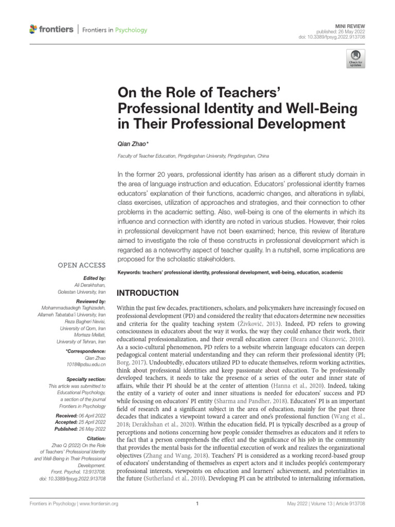 Teachers' Identity and Well-Being in PD | PDF | Well Being | Teachers