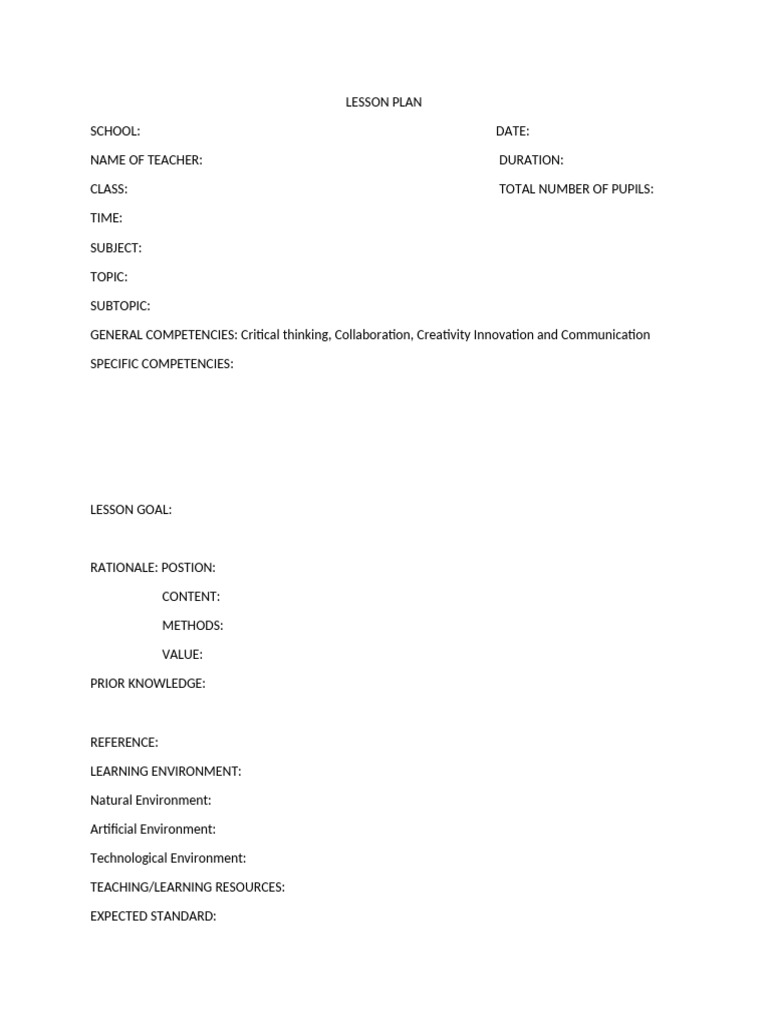 New Lesson Plan G 1 | PDF