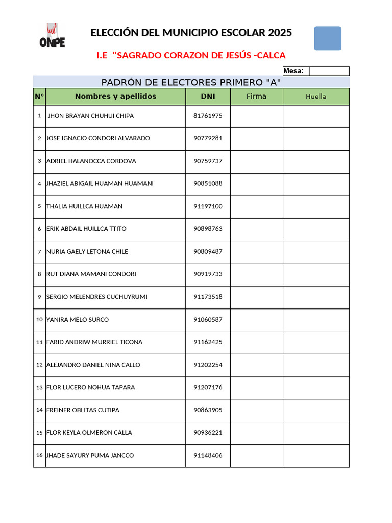 Padron de Electores Primaria | PDF