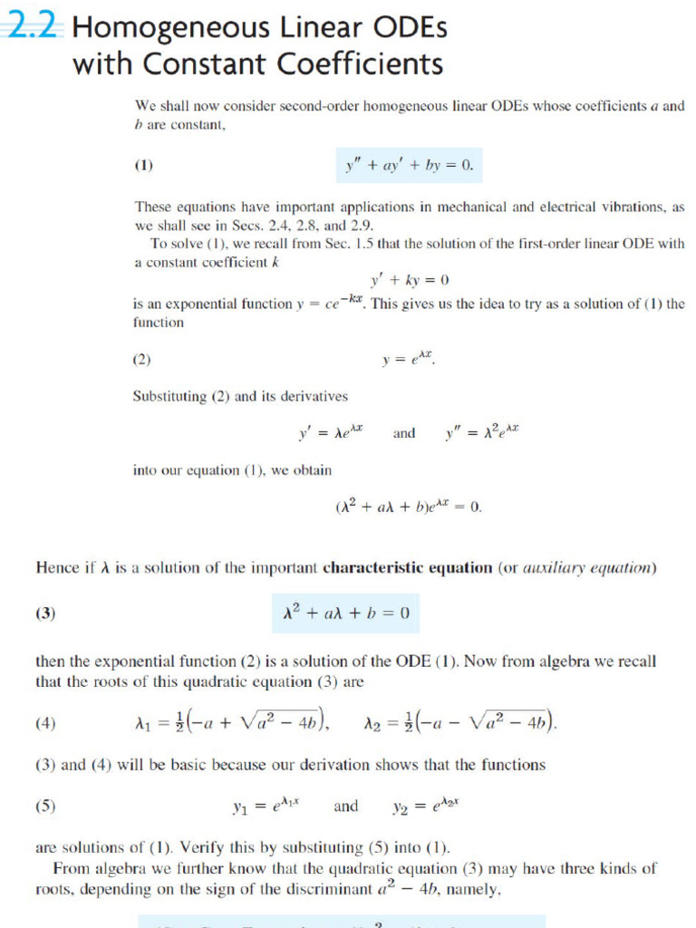 Part 2.2 - ODEs With Constant Coefficients | PDF