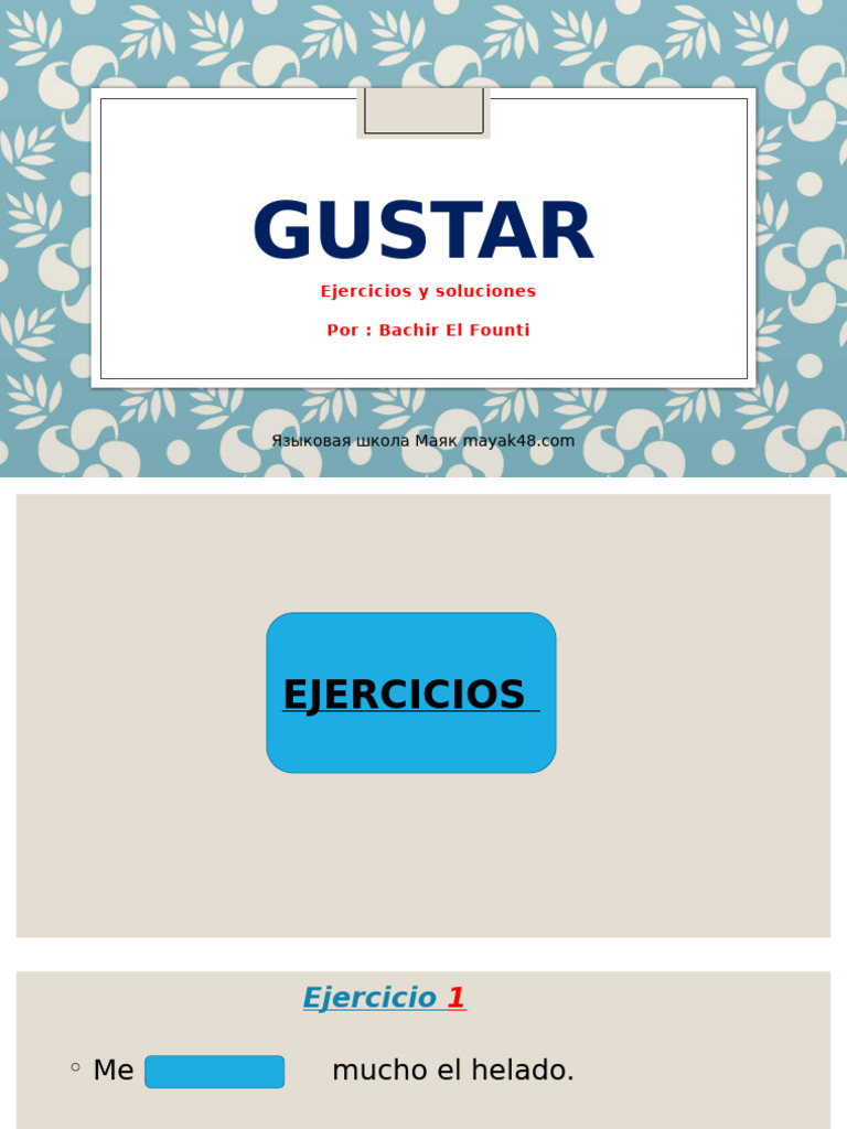 Gustar Ejercicios de Gramatica Hoja de Trabajo - 123935 | PDF