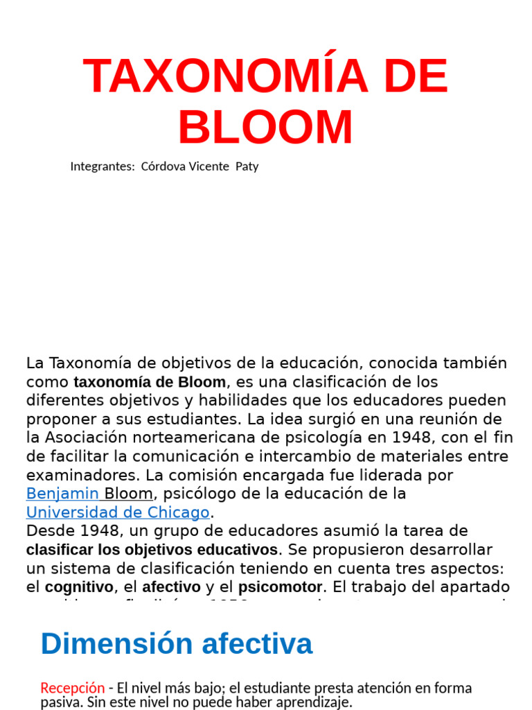 Taxonomía de Bloom | PDF | Aprendizaje | Conocimiento