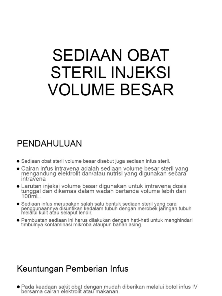 Sediaan Infus Steril Volume Besar | PDF