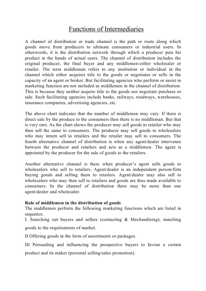 Functions of Intermediaries | PDF | Retail | Sales
