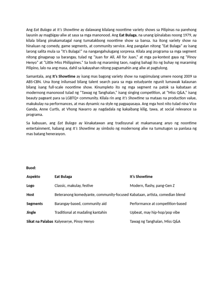 Ang Eat Bulaga at It | PDF