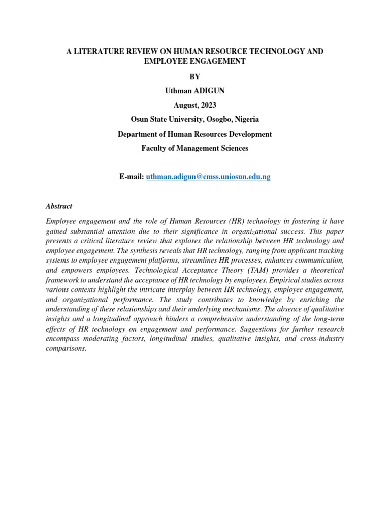 A Literature Review On Human Resource Te | PDF | Employee Retention ...