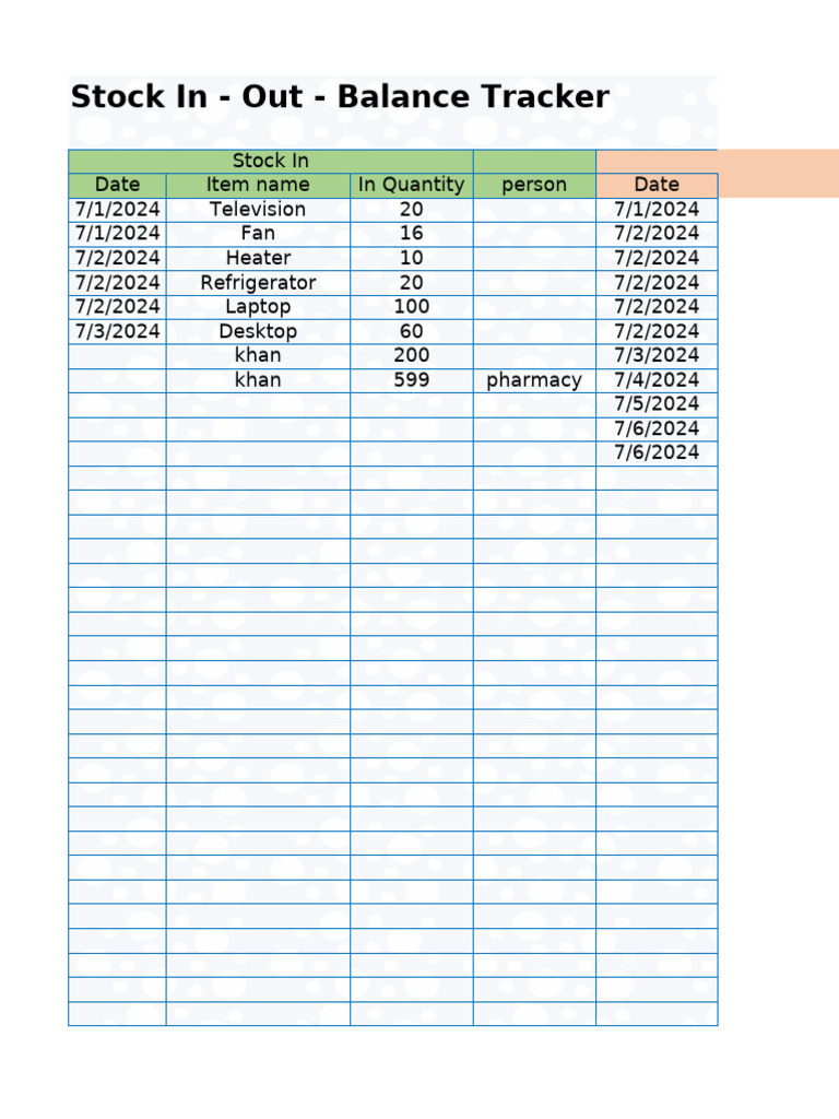 Stock In-Out Balance Tracker Template | PDF | Personal Computing ...