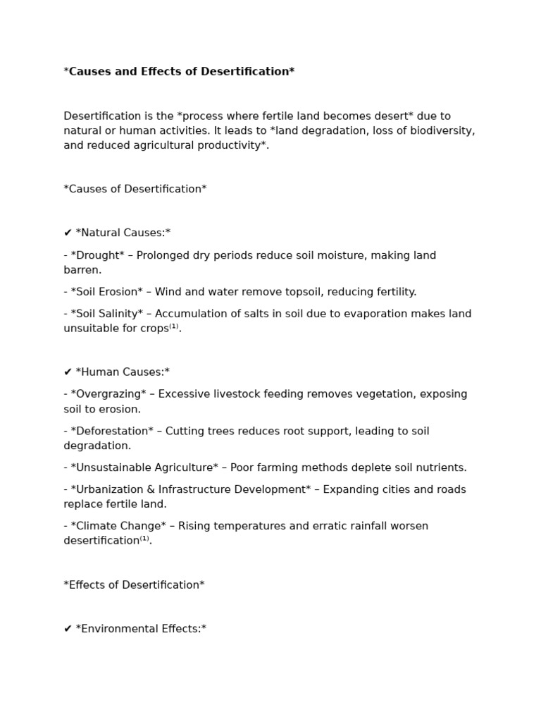 Causes and Effects of Desertification | PDF