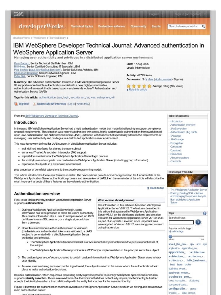 Advanced Authentication in WebSphere Application Server | PDF ...