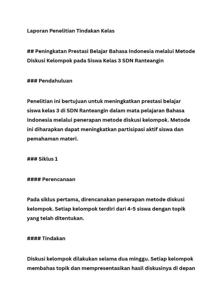 # Laporan Hasil Penelitian Tindakan Kelas | PDF