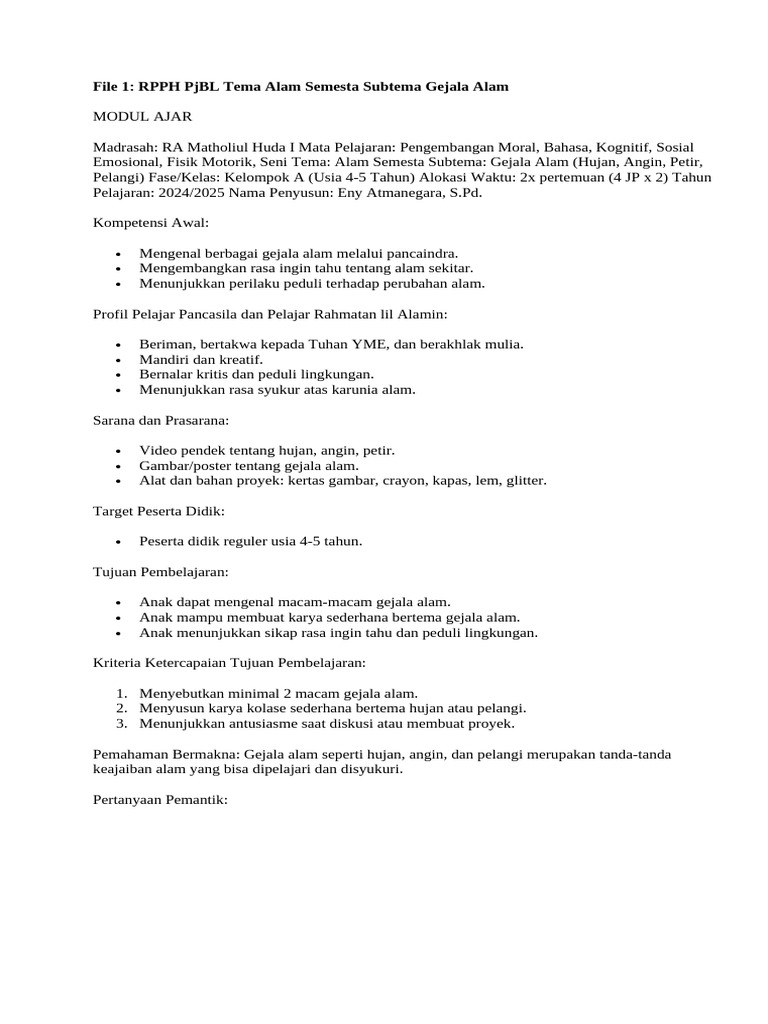 Coretan RPPH 3 | PDF