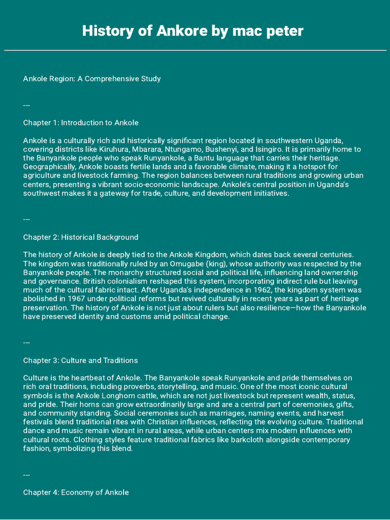 History of A Ankore by Mac Peter | PDF | Agriculture | Infrastructure