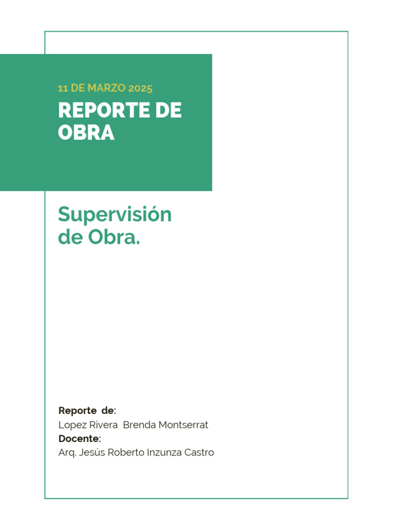 Reporte de Obra - No.3 - Lopez Rivera | PDF | Fundación (Ingeniería ...