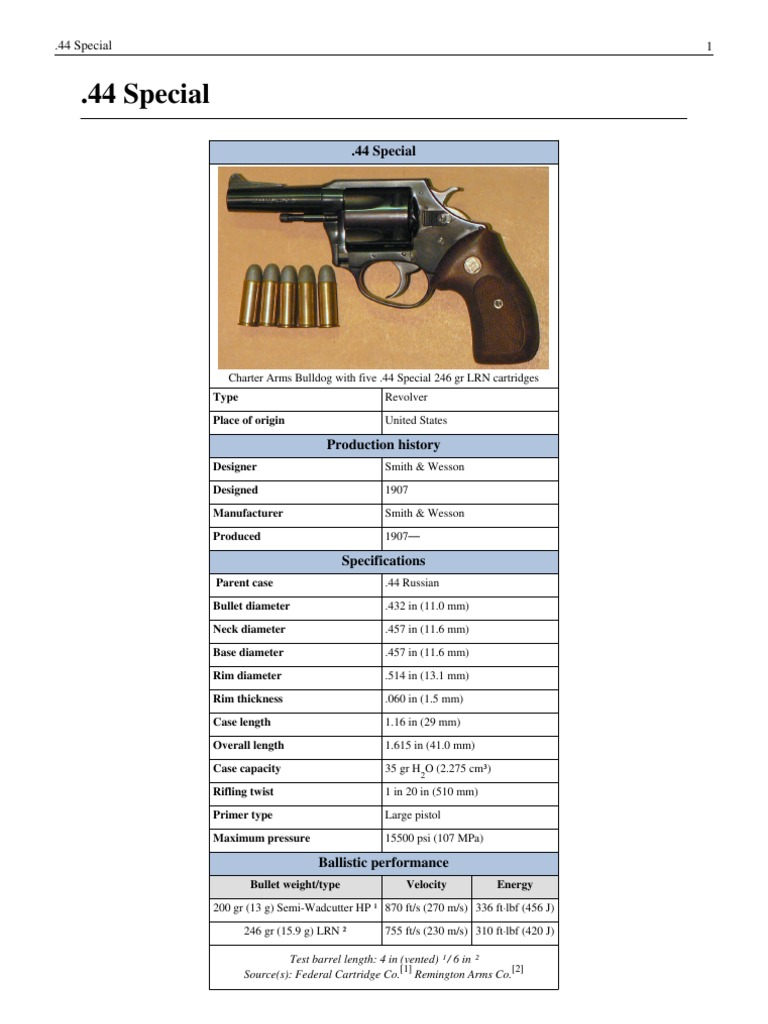 A Comprehensive Examination of the .44 Special Cartridge: Its ...