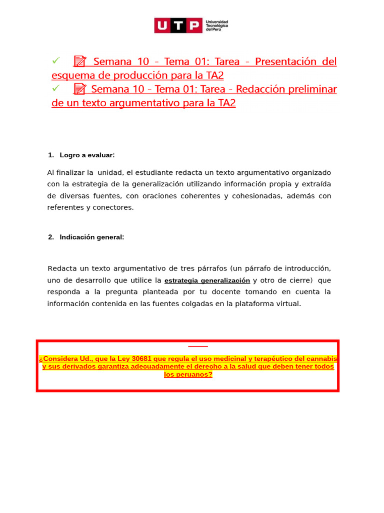 ? Semana 10 - Tema 01 Tarea - Presentación Del Esquema de Producción para La TA2 - CANNABIS ...