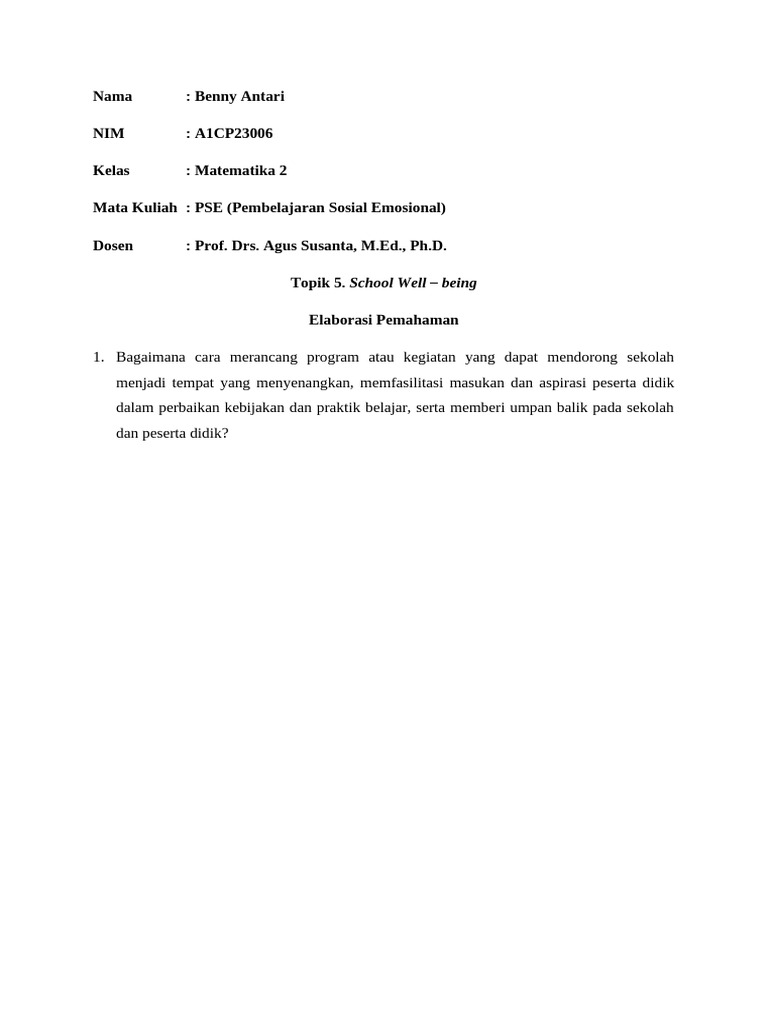 PSE - Topik 5 Elaborasi Pemahaman | PDF