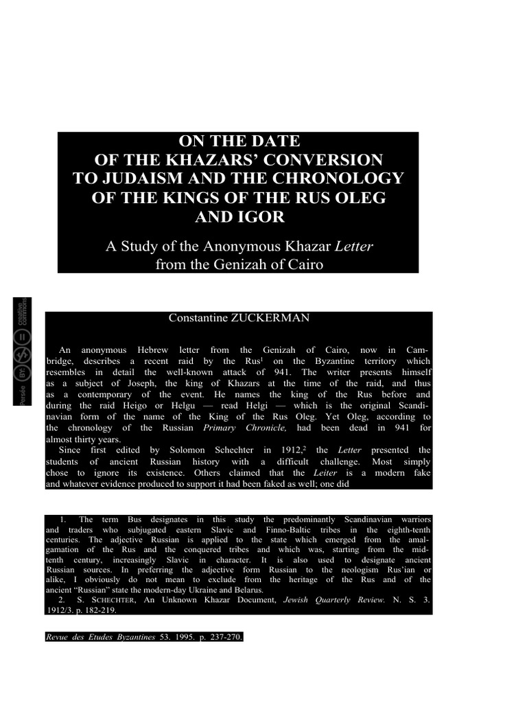 On The Date of The Khazars' Conversion To Judaism and The Chronology of ...