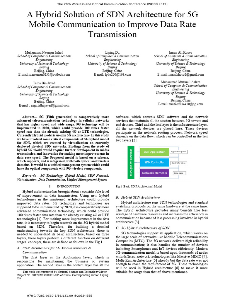 A Hybrid Solution of SDN Architecture for 5G Mobile Communication to Improve Data Rate ...