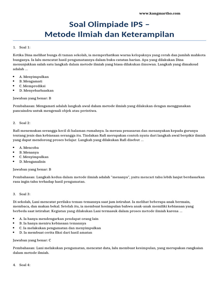 Soal Olimpiade IPS Metode Ilmiah | PDF