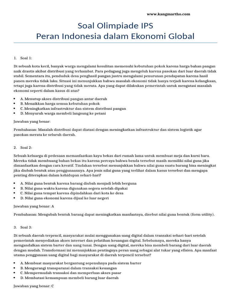 Soal Olimpiade IPS Ekonomi Dan Ekonomi Global | PDF